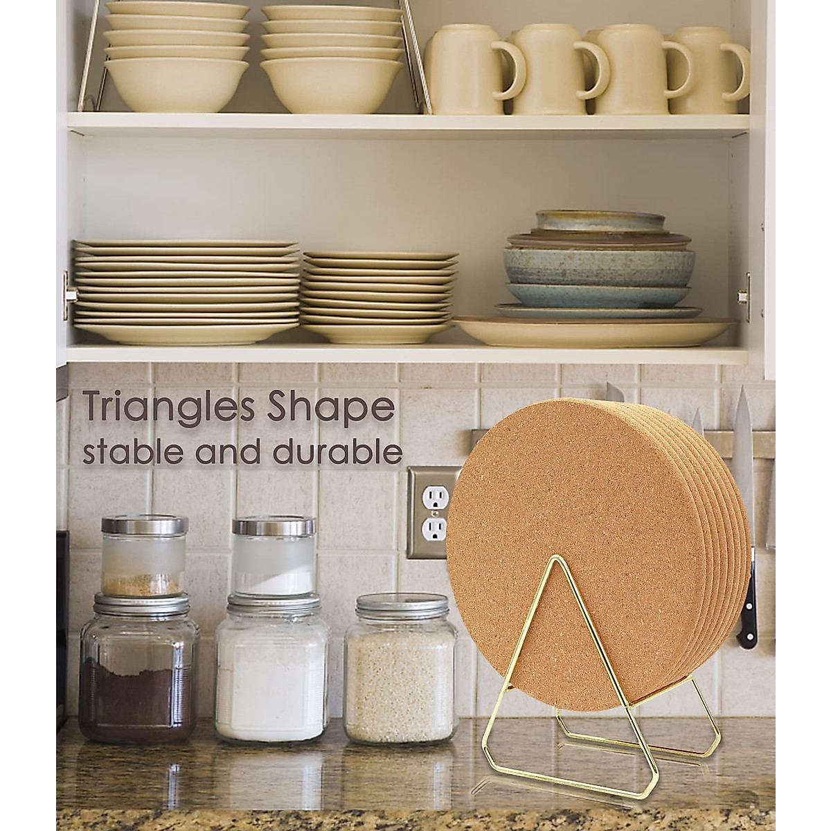 KITLAB Kitchen Organizer Rack, Dish Racks for Kitchen Counter, Drying Racks Holder for Cork Trivets, Dishes and Plates