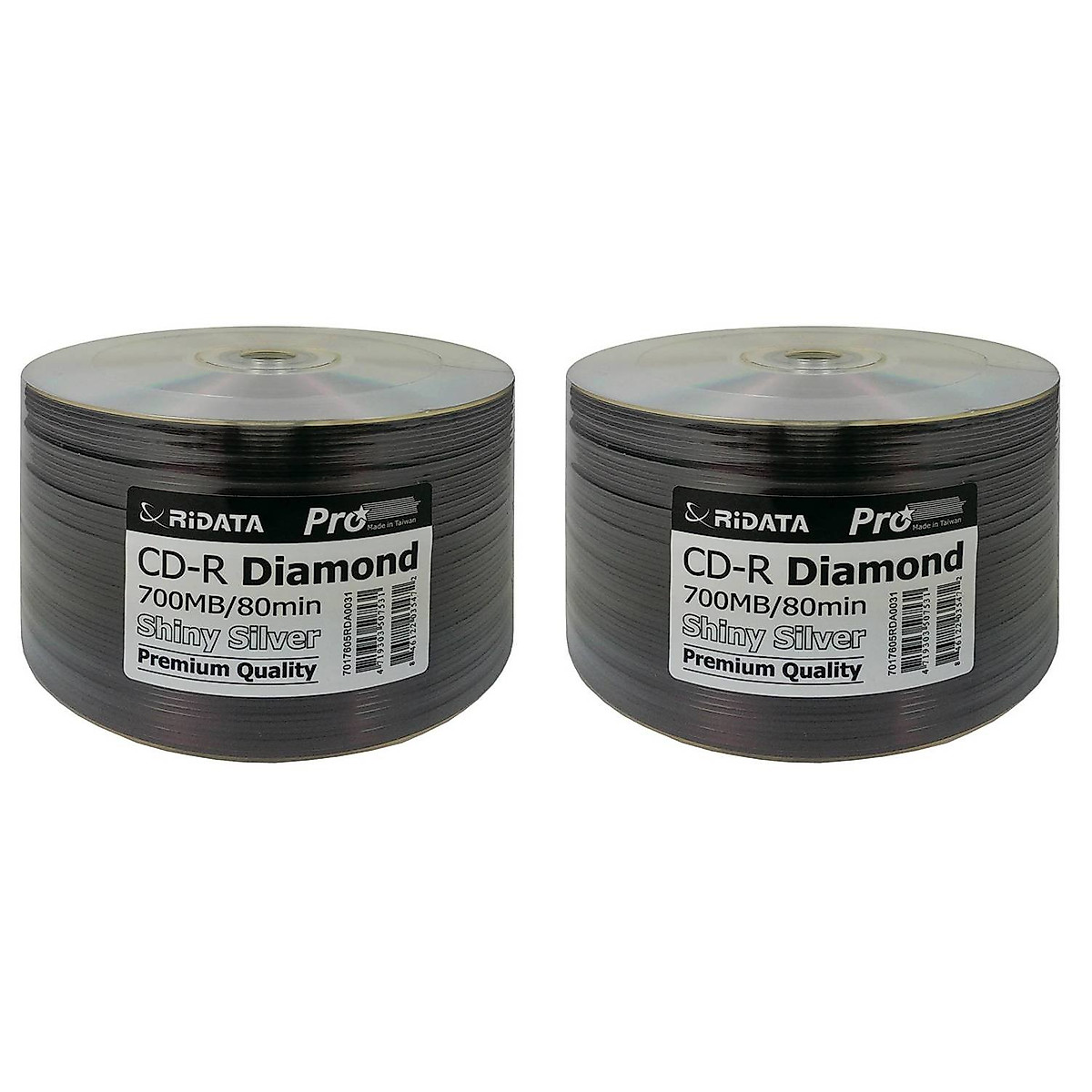 TWO RIDATA PRO CD-R 52X 700MB/80MIN 50 Pack DIAMOND SILVER SHINNY PREMIUM QUALITY 100 DISCS