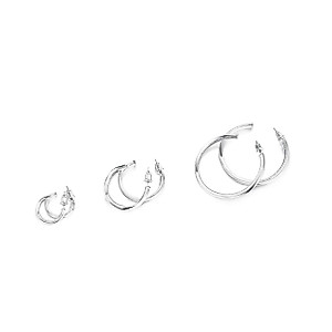 PAVOI 14K White Gold Hoop Earrings For Women | 2mm Thick 45mm Infinity Gold Hoops Women Earrings | Gold Plated Loop Earrings For Women | Lightweight Hoop Earrings Set