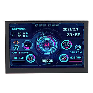 5 inch IPS Computer Monitor,PC Temperature Display,PC Sensor Panel Display Type-C Sub Screen for PC CPU Usage and Temperature, Internet Speed, Date, Time, Volume, Weather