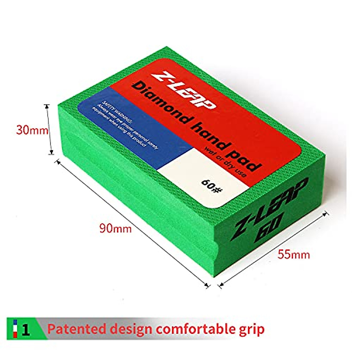 Z-LEAP Electroplated Diamond Hand Polishing Pads for Glass Granite Marble Concrete Sanding Blocks for 60 Grit