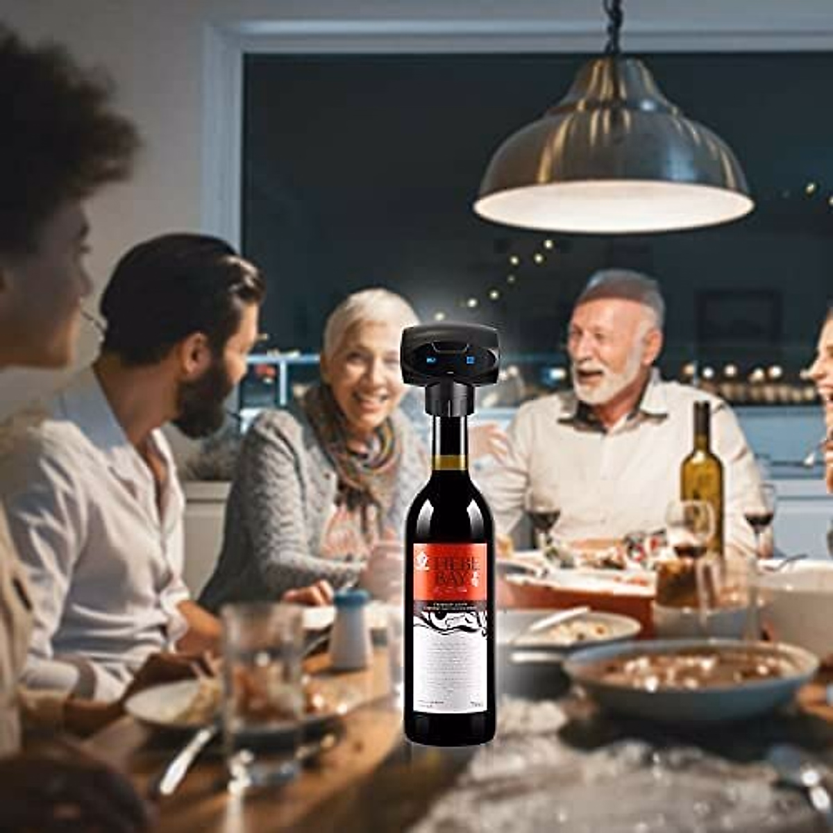 KAVYDENS Electric Wine Stoppers, Best Gift for Wine Lover, Automatic Wine Vacuum Pump with Stoppers Silicone, Reusable Wine Bottle Stoppers Cork Saver Plug & Sealer