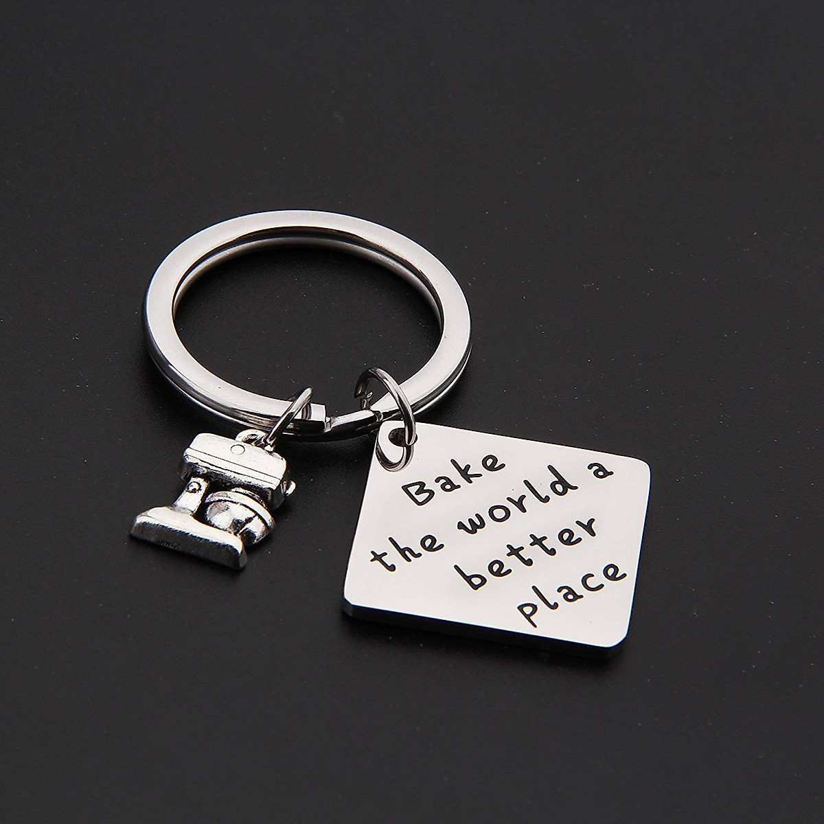 MAOFAED Gift for Baker Bake the World a Better Place Culinary Student Gifts Bake Lover Keychain Gift (KR-Baker Keychain)