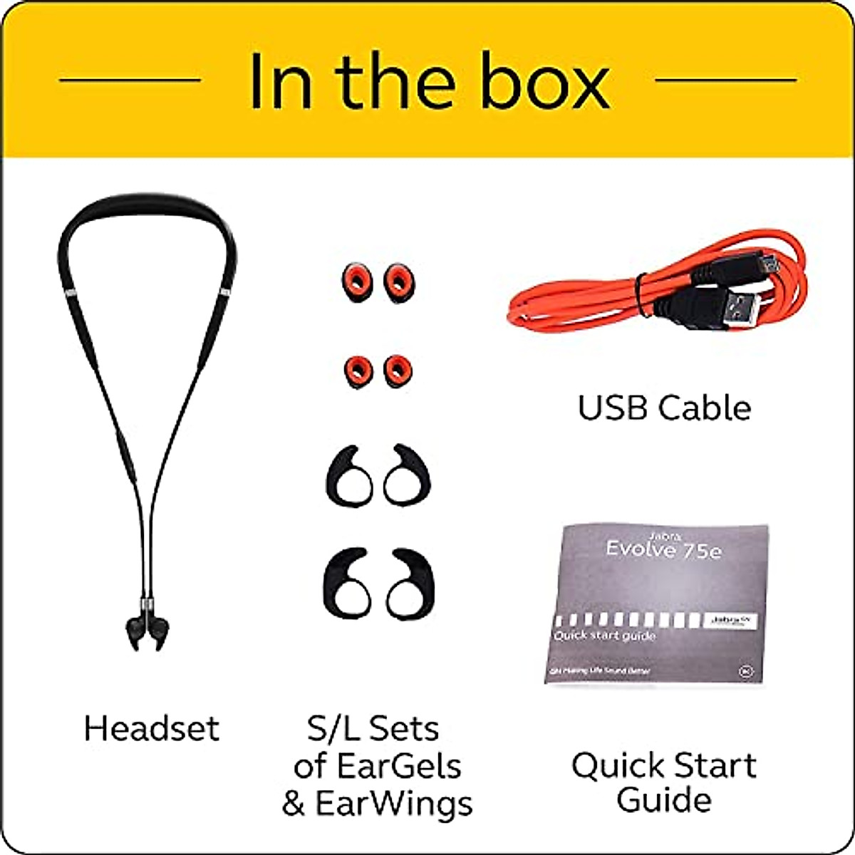 Jabra Evolve 75e UC Bluetooth Wireless in-Ear Earphones