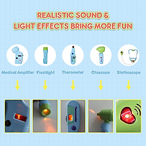 Meland Toy Doctor Kit for Kids - Pretend Play Doctor Set with Dog Toy, Carrying Bag, Stethoscope Toy & Dress Up Costume - Doctor Play Gift for Kids Toddlers Ages 3 4 5 6 Year Old for Role Play