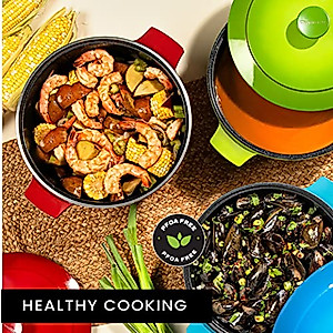 Granitestone Lightweight 5 Qt Dutch Oven Pot with Lid, Nonstick Dutch Oven Set, 10 in 1 Enamel Stock Pot/Cooking Pot & Dutch Oven for Sourdough Bread Baking, Oven/Dishwasher Safe, Non Toxic -Blue