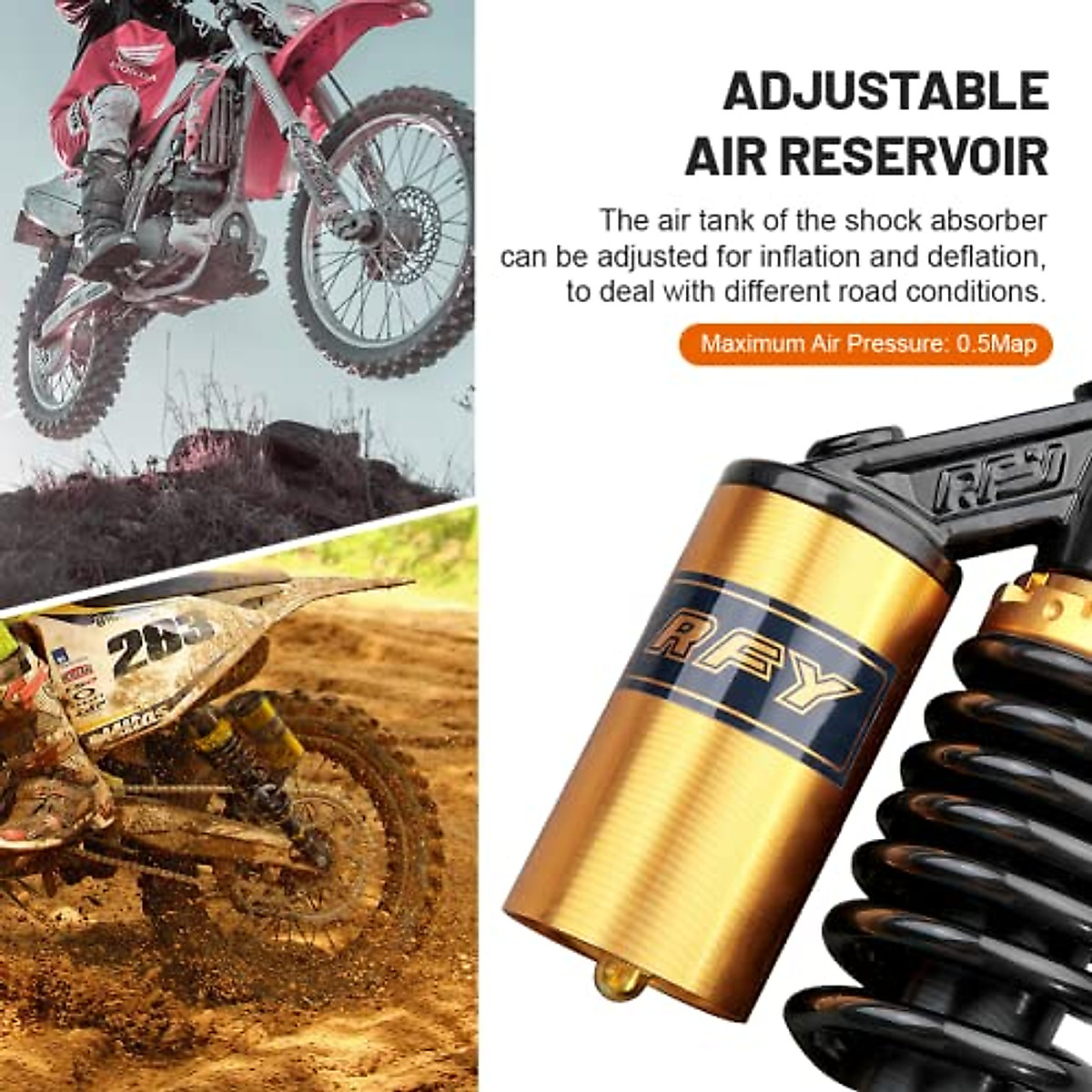 GZYF Pair 400mm Motorcycle ATV Shock Absorbers Universal Fits for Honda, for Yamaha, for Suzuki, for Kawasaki ATV Go Kart Quad Dirt Sport Bikes