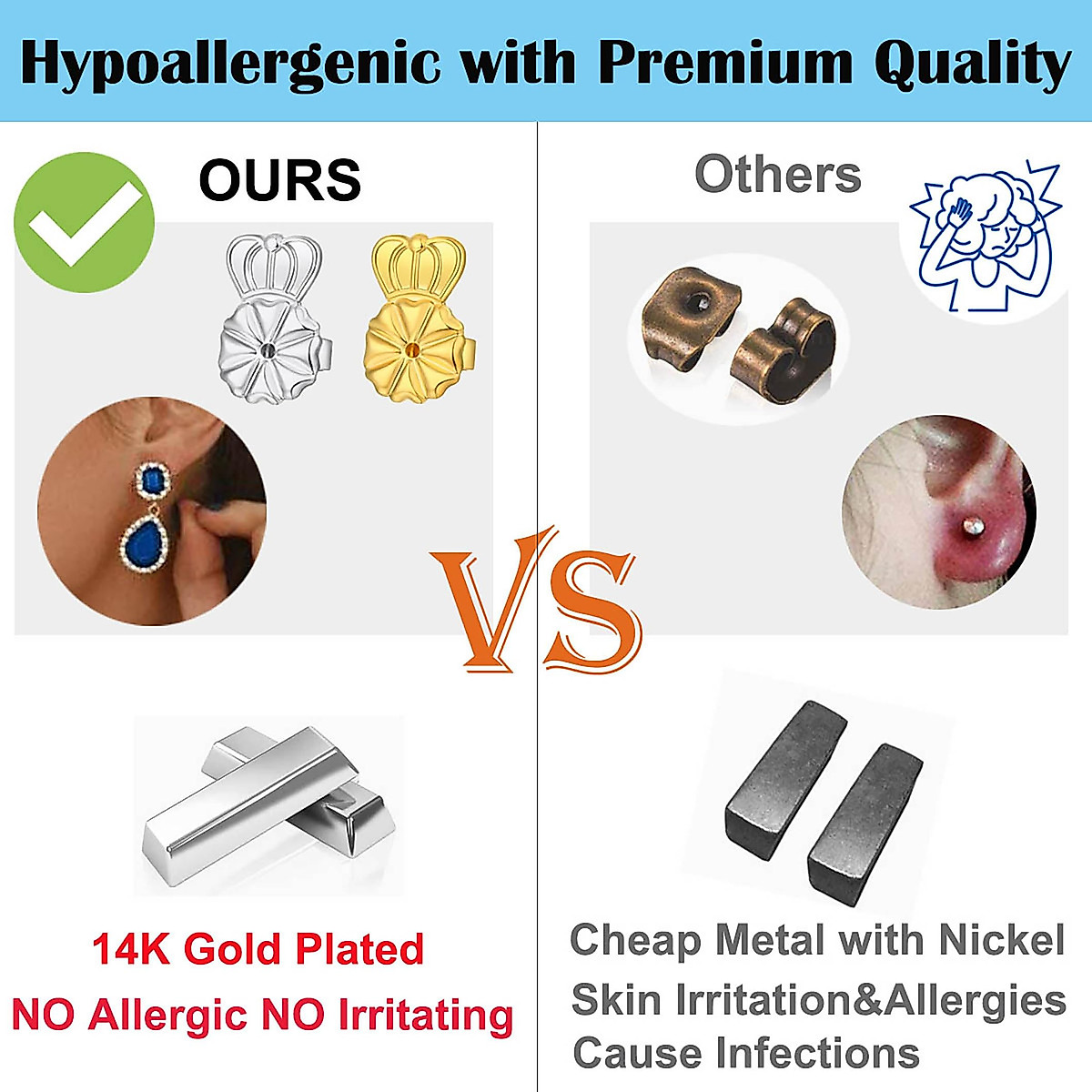 3 Pairs Earring Backs Lifters,925 Sterling Silver Earring Backs for Droopy Ears,Adjustable Hypoallergenic Earring Backs for Heavy Earring (Silver)