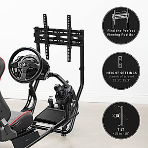 VIVO Racing Simulator Cockpit with TV Mount, Wheel Stand, Gear Mount, Chair and Frame Only, Fits Logitech, Thrustmaster, Fanatec, Compatible with Xbox One, PlayStation, VESA 400x400, STAND-KIT-RACE1B