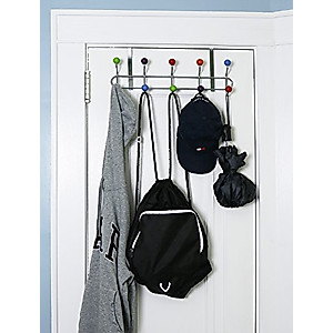 Galashield Over The Door Hook Multi Color Ceramic Knobbed Hooks and Stainless Steel Organizer Door Hanger Towel Rack