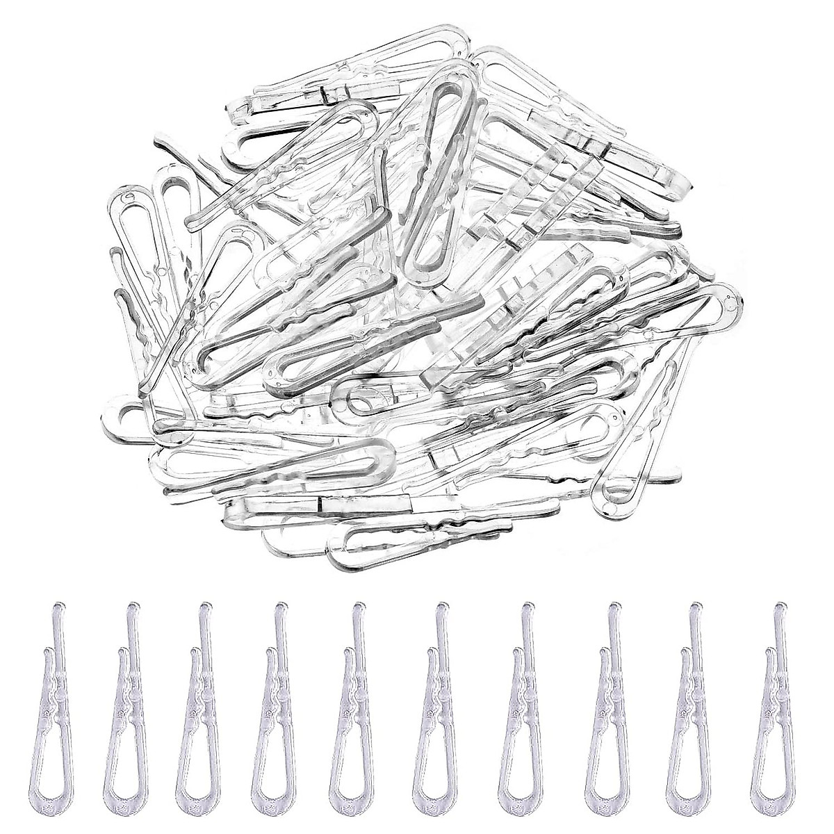 AIMPGSTL 100Pcs Transparent Plastic Alligator Clip 38mm Shirt Fixing Packing Clip U Shape Plastic Clothespins for Ties Socks Pants Shirts