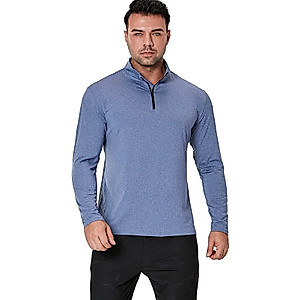 MANSDOUR Men's Active Sports Shirt 1/4 Zip Performance Long Sleeve Workout Running T Shirt Pullover Tops Light Blue