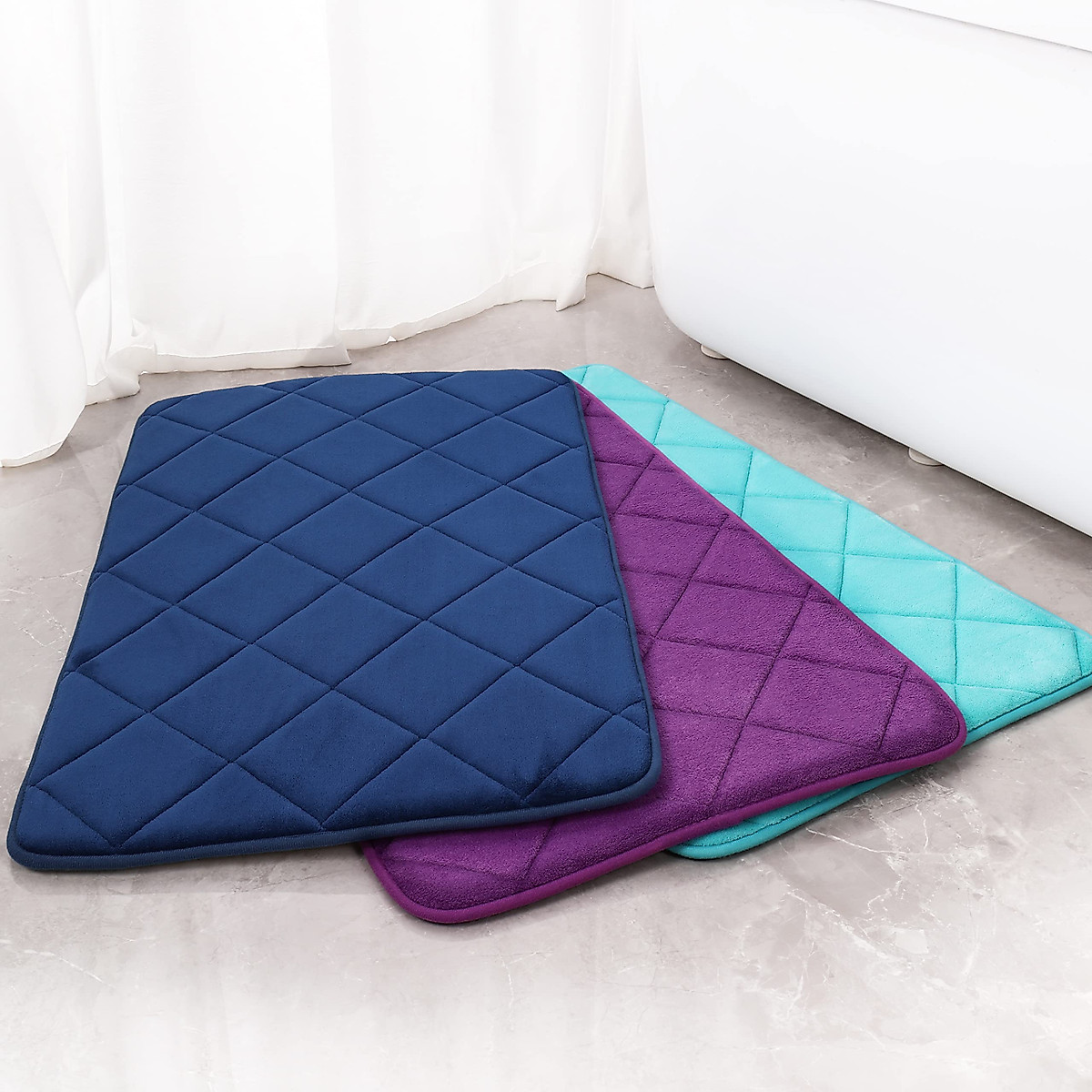 chakme Memory Foam Bath Mat 17" X 24", Super Soft Absorbent Bathroom Mats, Non Slip Bathroom Rugs, Machine Washable Bath Rugs for Bathroom Floor, Teal