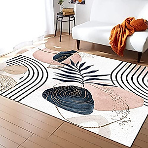 Abstract Boho Art Area Rug, Modern Minimalist European Geometric Line Art Living Room Rug for Room Sofa Living Room Bedroom Home Decor Floor Mats-6x5ft