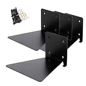 VASGOR Set of 4 Invisible Floating Bookshelf, Heavy Duty Wall Mounted Book Shelf Organizer, Wall Mount Metal Shelves Holder for Books (4, Black)