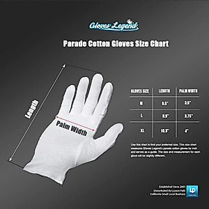 1 Pair (2 Gloves) - Gloves Legend - 100% White Cotton Marching Band Parade Formal Dress Costume Gloves For Men and Women - Medium