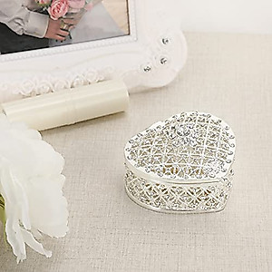 ELLDOO Heart Shape Jewelry Box Wedding Box Keepsake Box Ring Earring Small Trinket Storage Organizer Box for Girls Women Wedding Brithday Gift
