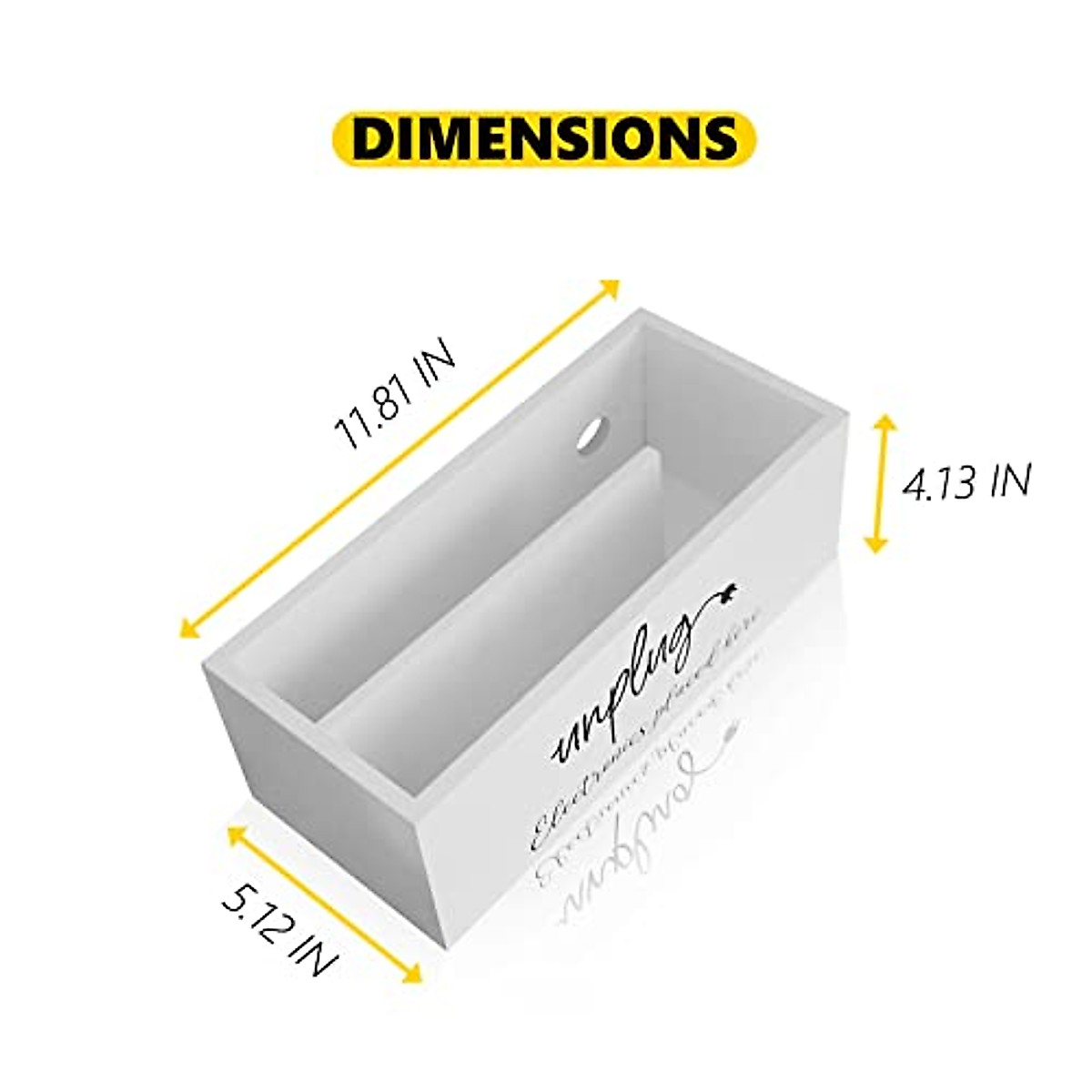 CHONIC Unplug Box, Farmhouse Style Be Present Phone Box, Cell Phone Basket for Home, Wood Mobile Phone Jail, Family Time Out Charging Station for Phone Tablet Electronics Holder (White)