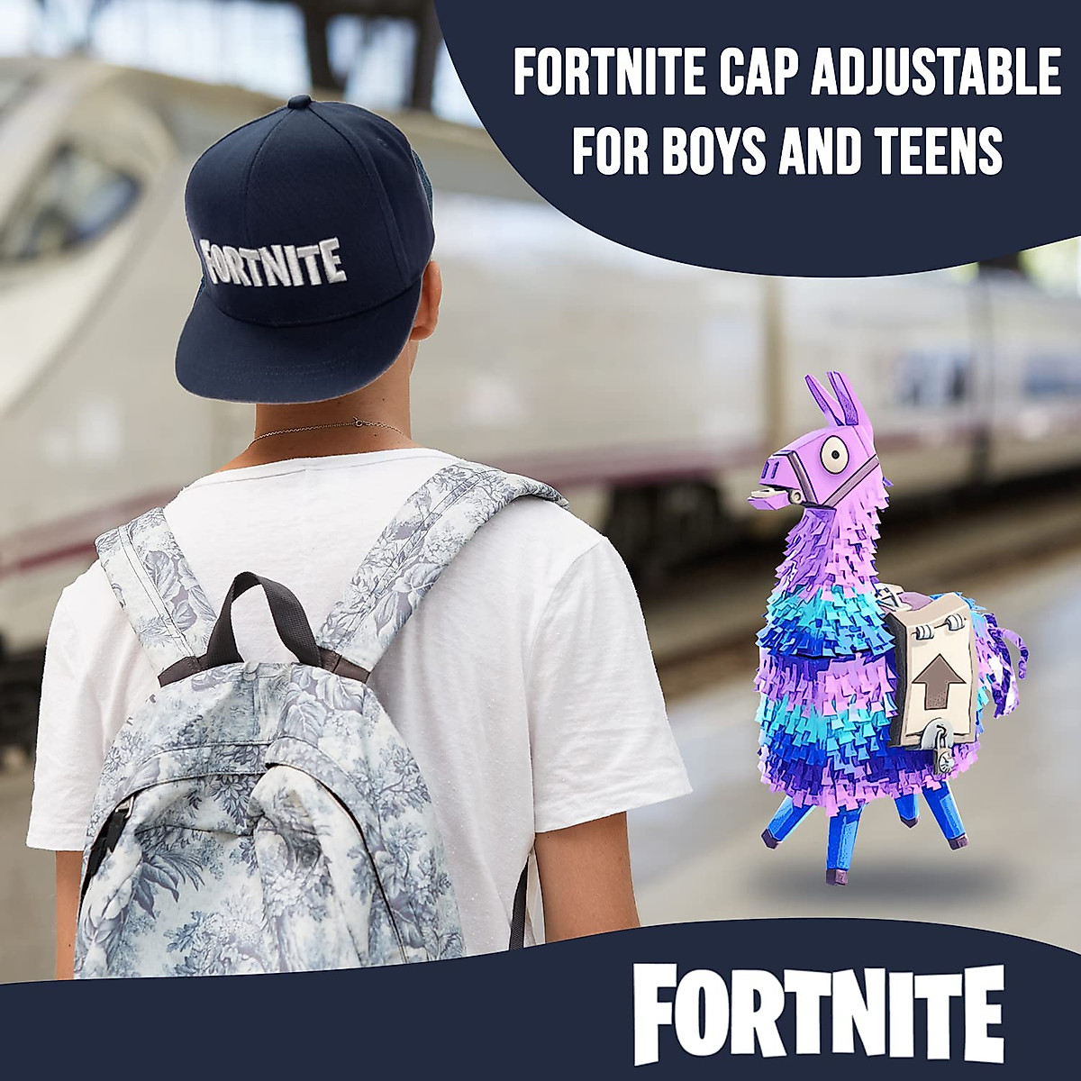 FORTNITE Baseball Cap for Boys, Quality Made Boys Hat and Fitted Cap, Flatbrim Baseball Hat with Sleek Design Navy
