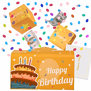 BABORUI Pop Up Birthday Card with Confetti, Happy Birthday Surprise Gift Box Explosion for Money, Cash Birthday Surprise Box for Women/Men/Girls/Boys