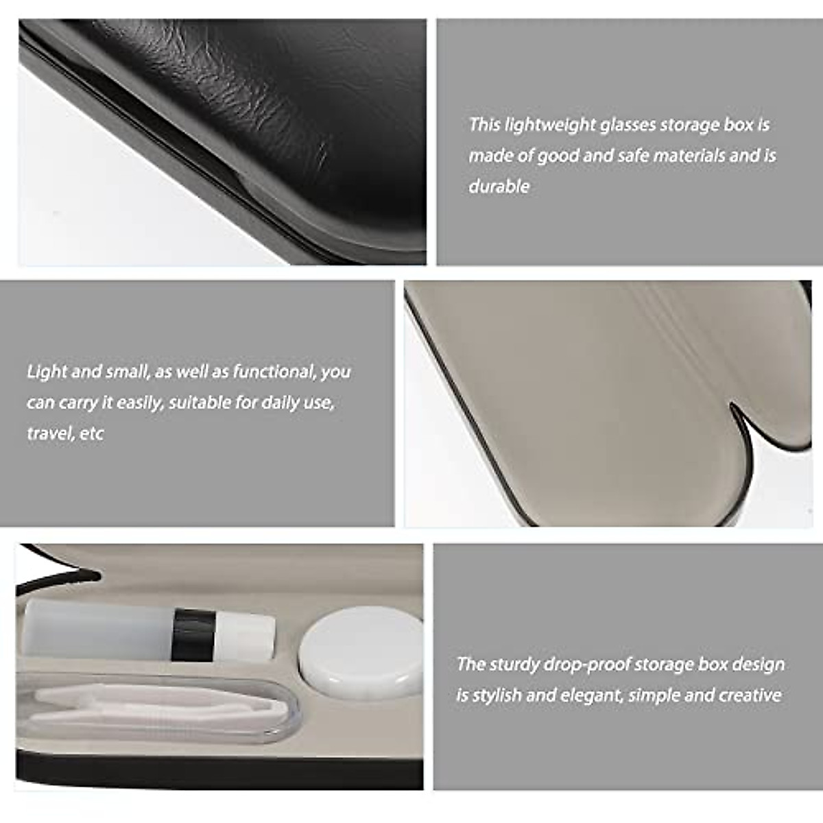 Healifty Contact Lens Case and Glasses Case - 2 in 1 Double Sided Eye Contact Case with Built-in Mirror, Tweezer and Contact Solution Bottle - Portable Contact Lens Storage Box for Travel, Black
