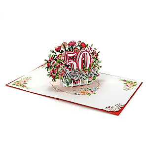 CUTPOPUP Birthday Card Pop Up, Mother's Day, 3D Greeting Card (50th Happy Birthday)