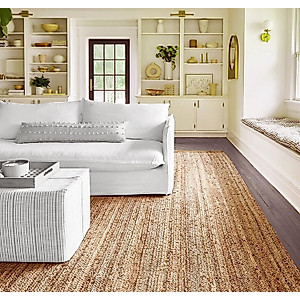 The Knitted Co. 100% Jute Area Rug 10x14 Feet Rectangle- Braided Design Hand Woven Natural Carpet - Home Decor for Living Room Hallways Bedroom (Natural, 10'x14')