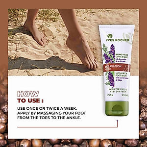 Yves Rocher Ultra Rich Foot Balm | Relieve Dry, Cracked Feet with Shea and Lavender | 2.5 fl oz