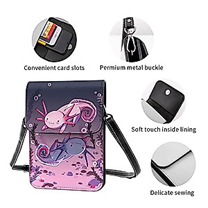 ZXLQ Salamander Axolotl Mini Ladies Cell Phone Purse, Horoscope Leather Handbags, Women girls Wallet Shoulder Totes Bag, White