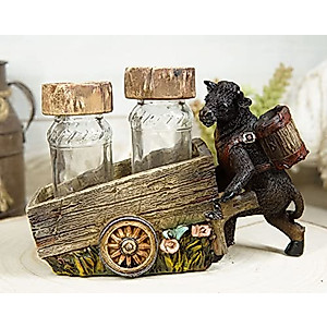 "Home Décor Accents" Spice Delivery Cattle Cow Pushing Wagon Cart Salt And Pepper Shakers Set - Home Accents 33-kl1-10163