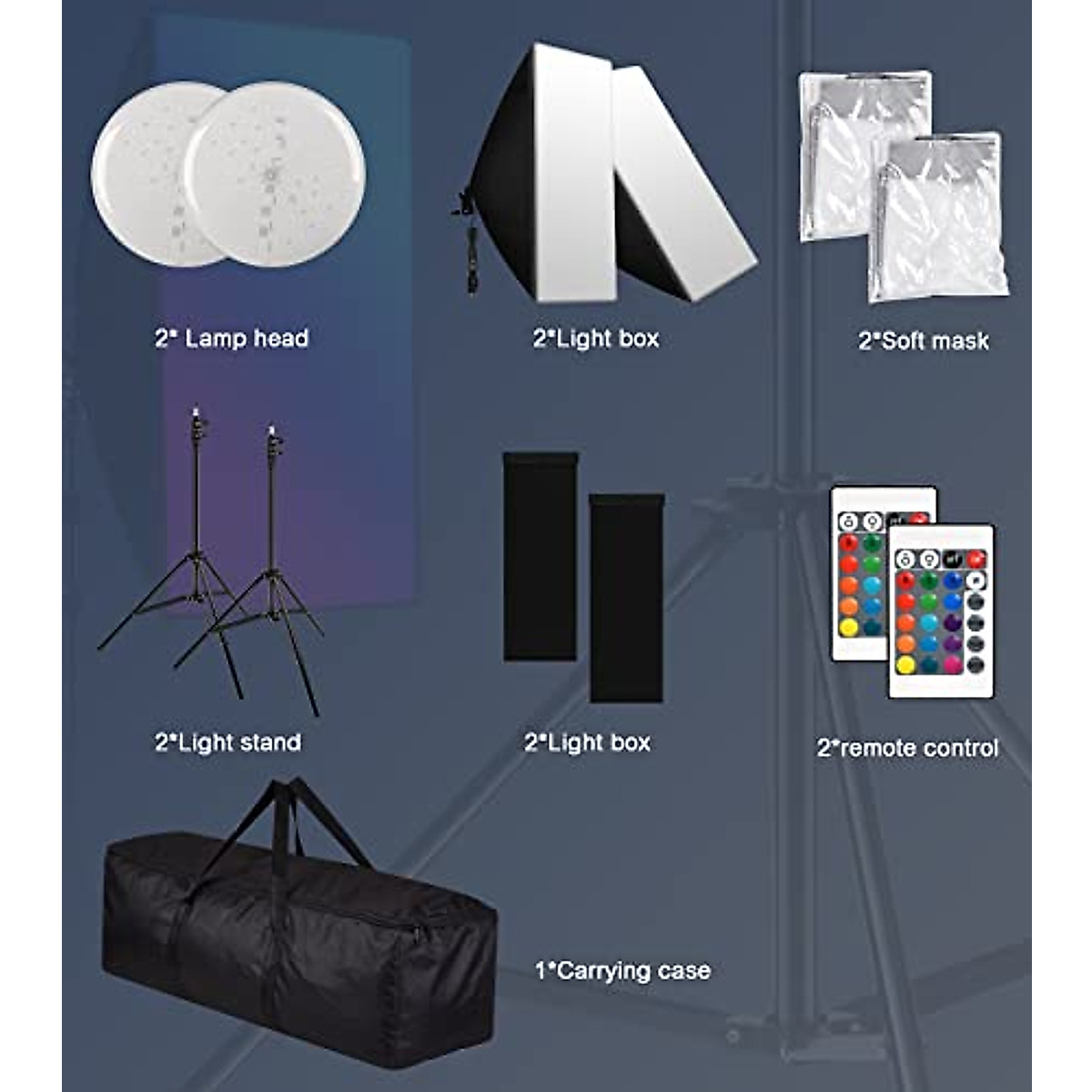 LED Softbox Lighting Kit, Zingbabu 20'' x28'' RGB Softbox Kit with 3200-6000K Led Bulb and Lighting Stand for YouTube Video Photography