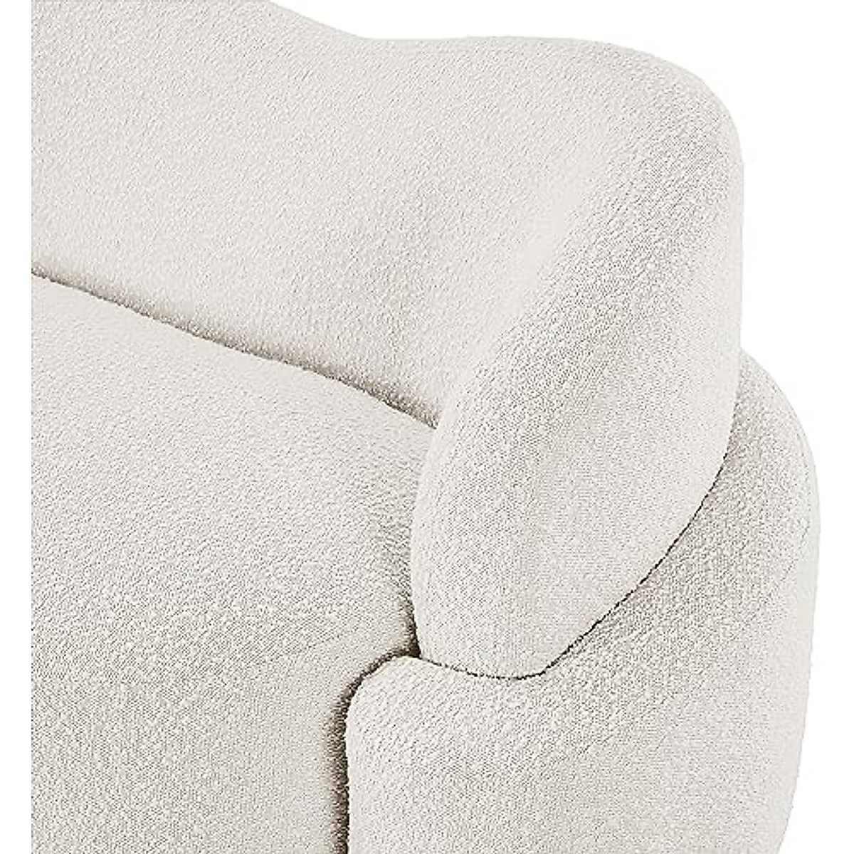 Meridian Furniture 108Cream-L Principessa Collection Modern | Contemporary Loveseat with Rich Cream Boucle Fabric, Curved Seat and Back, 68" W x 35" D x 29" H, Cream