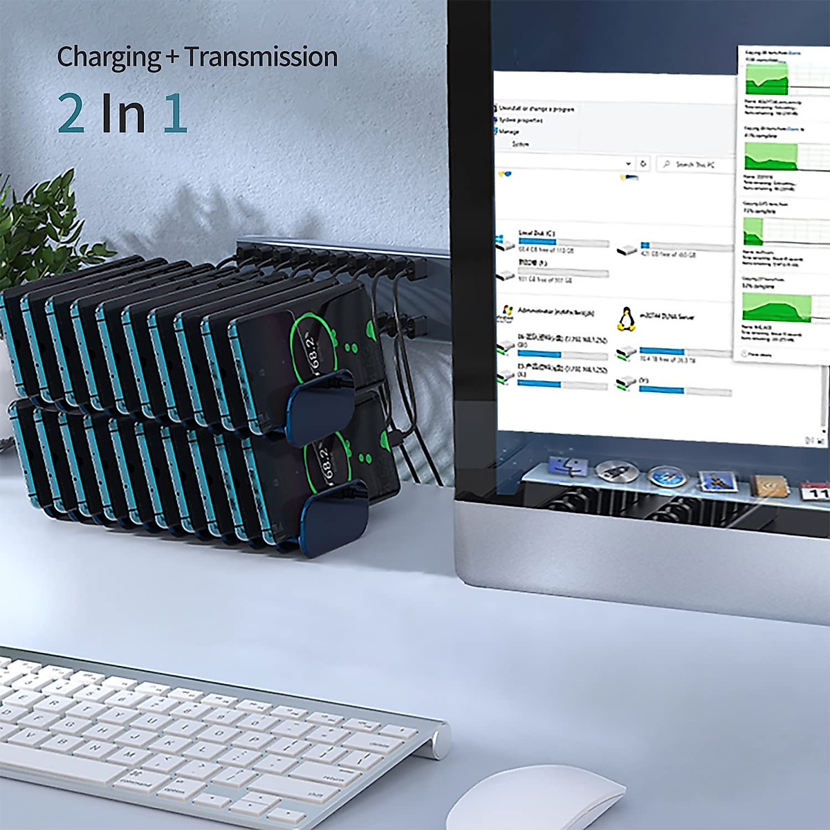 Royata Powered USB Hub Industrial Grade USB 2.0 Hub 20 Port 12V/10 Power Support Charger Data Sync and Charging Station with Separate On/Off Switch and Light for Laptops, PCs,etc.