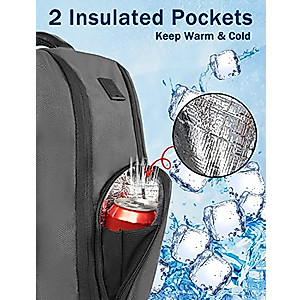 17 inch Laptop Backpack, Large 50L Business Travel Backpack with 2 Insulated Side Pockets & USB Charger, Durable Anti Theft Luggage Backpack Water Resistant Overnight Weekender Bag Gift for Men Women