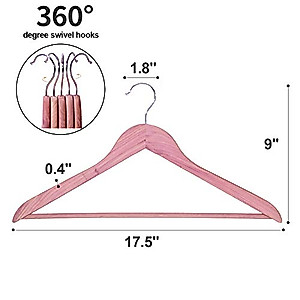 American Red Cedar Hangers 30 Pack, Wooden Suit Hangers with 360° Swivel Hook, Smooth Surface Slim Cedar Wood Coat Hangers, Great for Refresh Closet