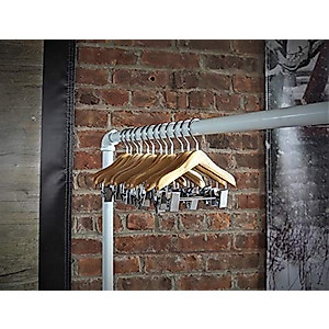 NAHANCO MINI6RC12 Deluxe Flat Wooden Pet, Doll Clothes, Accessory, Jewelry Hanger with Chrome Hook Ball end with Clips, 6", Natural (Pack of 12), Natural Finish