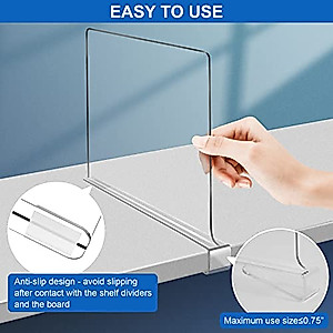 OMGelic Acrylic Shelf Dividers for Closet Organization 6PCS Closet Shelf Divider Closet Dividers for Shelves Shelf Organizer for Closet Shelf Organizer for Wood Closet Separator Clear