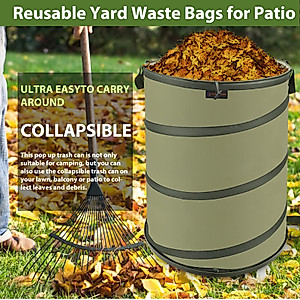 YUDI & GARDEN 45 Gallon-Collapsible Garden Bag,Collapsible Trash Can,Pop Up Trash Can,Collapsible Trash Can Camping,Pop Up Leaf Barrel,Reusable Yard Waste Bags for Patio,Leaf,Lawn,Camp