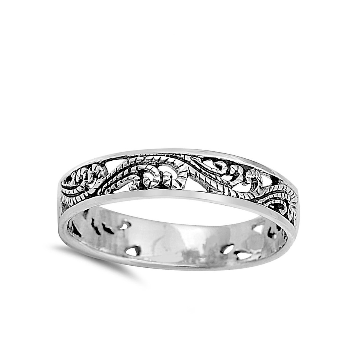 Filigree Cutout Fashion Stackable Ring New .925 Sterling Silver Band Size 8