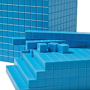 hand2mind Blue Plastic Base Ten Blocks Complete Set, Place Value Blocks, Counting Cubes for Kids Math, Base Ten Blocks Classroom Set, Math Blocks Kindergarten, Base 10 Math Manipulatives (Set of 644)