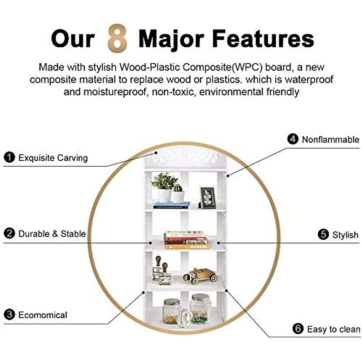 Estink Shoes Rack, White Wood Plastic Modern Space-Saving Display Shoe Tower, Free Standing Shoes Storage Organizer Closet Shelves Holder Container for Home Office, Max Support Hold 10 Pair (5 Tier)