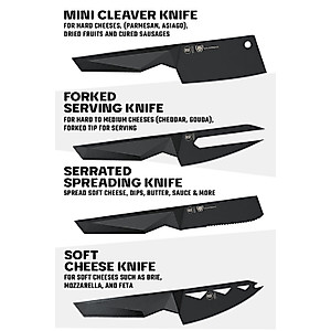 DALSTRONG Cheese Knife Set - 4-Piece - Shadow Black Series - Black Titanium Nitride Coated - High Carbon - 7CR17MOV-X Vacuum Treated Steel Cheese Knives Set - Sheath - Soft Hard Cheese - NSF Certified