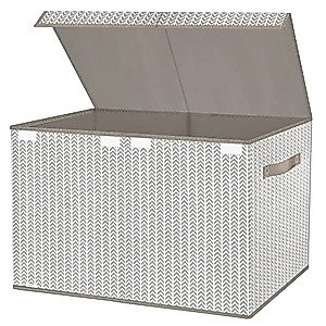 VERONLY Toy Box Chest Organizer Bins for Boys Girls Kids, Large Collapsible Fabric Storage Container with Flip-Top Lid & Handles for Clothes,Blanket,Nursery,Playroom,Bedroom,Tree Branch Pattern (Gray)