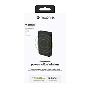 Mophie Charge Stream powerstation Wireless - Made for Qi Enabled Smartphones and Tablets (6,040mAh) - Black (401101514)