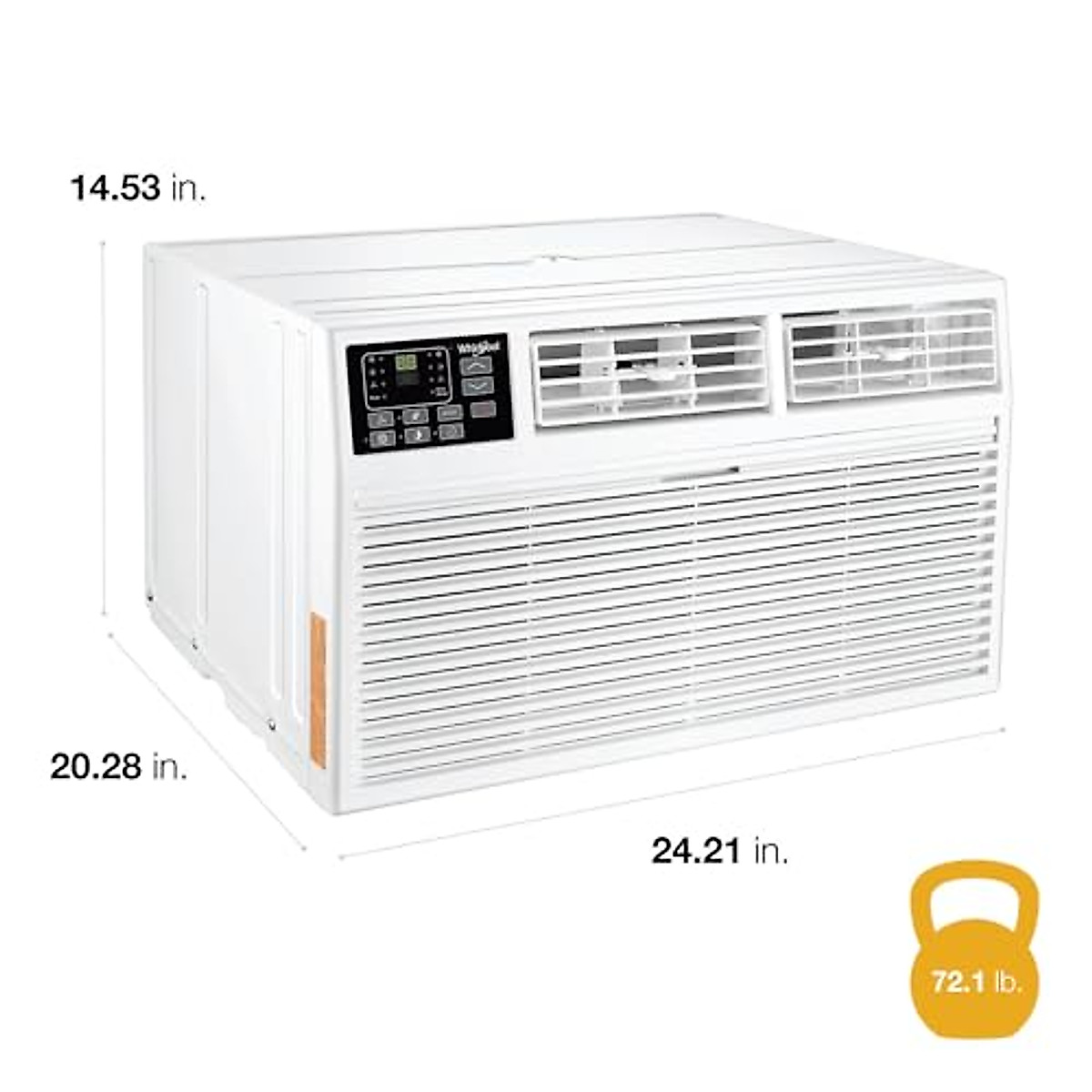 Whirlpool 14,000 BTU Through the Wall Air Conditioner, 230V, Cools up to 700 Sq. Ft for Living Room, Bedroom, Kitchen, Apartment, with Dehumidifier, Remote Control, Digital Display, 24H Timer, White