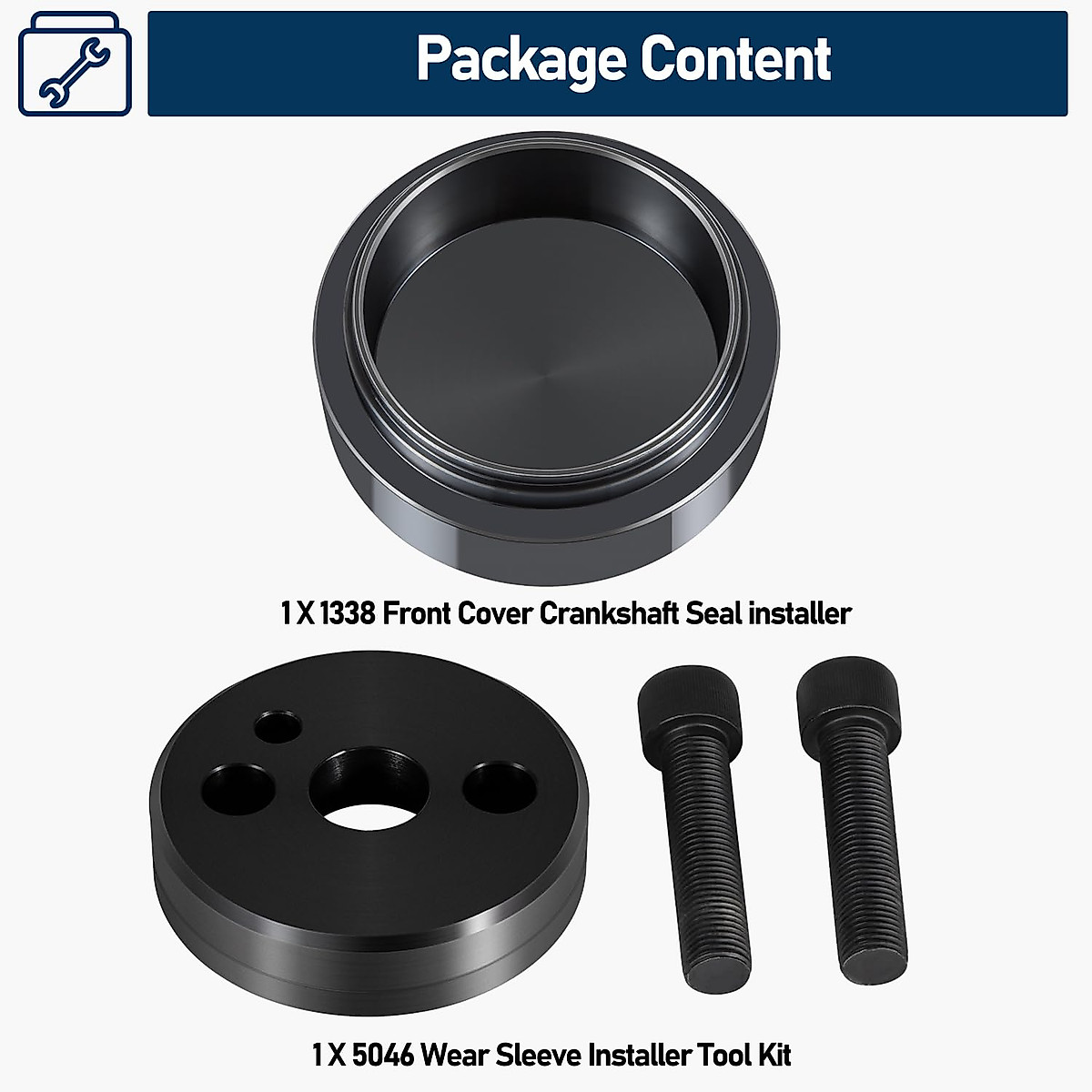 1338 Front Cover Crankshaft Seal Installer &5046 Wear Sleeve Installer Tool Kit For Cummins 3.9L 5.9L 6.7L Replace OE 1338/3824498, 5046/3824500