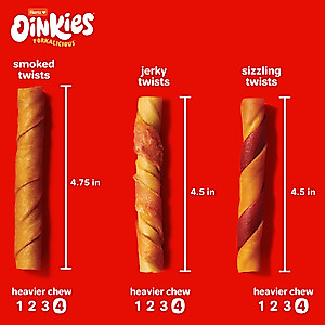 Hartz Oinkies Porkalicious Smoked Pig Skin Twists Dog Treats, 40 Count