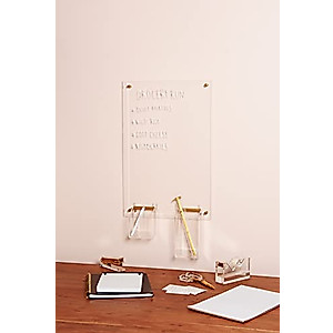 russell+hazel Acrylic Magnetic Memo Wall Strip, Wall Organization and Decoration, Rose Gold, 24” L, Includes 6 Magnets (51178)