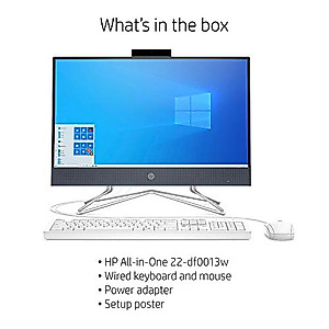 HP All-in-One Desktop Computer 21.5 FHD Screen/ Intel Celeron G5900T/ 4GB DDR4 RAM/ 256GB SSD/DVD-Writer/AC WiFi/HDMI/Bluetooth/Blue/Windows 10 Home (Renewed)