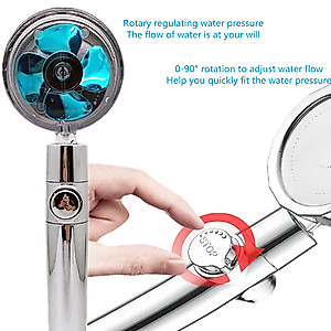 cdbz Handheld Turbocharged Pressure Propeller Driven Spinning Shower Head, 360 Rotation, ABS Material, Modern Style, 3 Settings